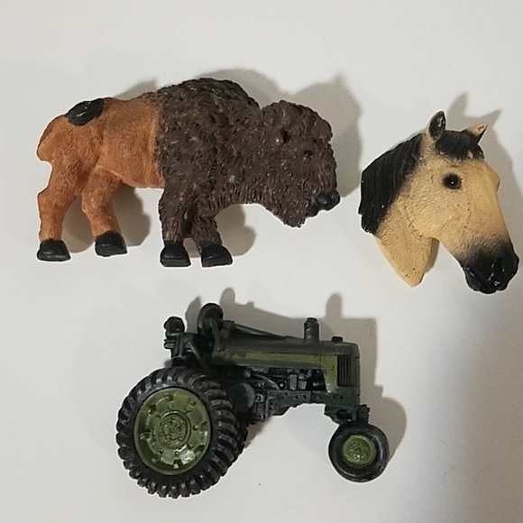 Vintage | Accents | Vintage Set Of 3 Horse Buffalo Tractor Farm ...
